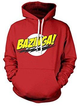 The Big Bang Theory Officiellement sous Licence Bazinga Super Logo Sweatshirt &agrave; Capuche (Rouge), Small