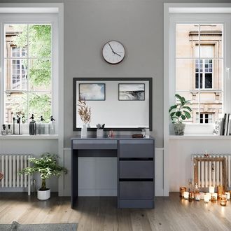 Vicco Schminktisch Anthrazit Sherry 90x75x40 cm - Frisiertisch, 4 Schubladen für unterschiedliche Aufbewahrungsbedürfnisse