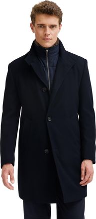 Bugatti Herren Stehkragen Mantel 821429-84220 Modern Fit, Flexcity Stretch, Westen-Einsatz, Kunstfellkragen abnehmbar