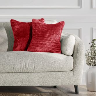 Decoking 58435 2tlg 2 Kissenbez&uuml;ge 45x45 cm Mikrofaser Rei&szlig;verschluss Fleece Kissenh&uuml;llen rot Henry