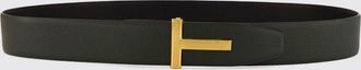 Tom Ford Ceinture en cuir de veau grain&eacute; avec boucle T Monogram