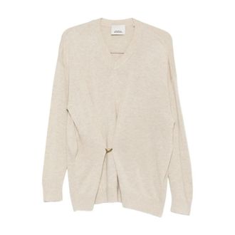 Isabel Marant Ecru V-Ausschnitt Pullover mit Metall Detail - - Knitwear - Damen - Beige - S