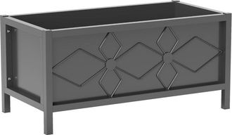 OUTSUNNY Jardini&egrave;re sur pied design fleurs - dim. 80 x 40 x 38 cm - acier thermolaqu&eacute; noir