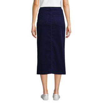 Lands End Feincord-Midirock, Damen, Gr&ouml;&szlig;e:36 regular, Blau, Baumwoll-Mischung, by Lands End