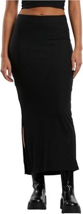 Urban Classics Ladies Rib High Slit Skirt Femme Jupe Longue Noir XL 80% Polyester, 20% Viscose