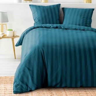 Douceur d'Intérieur Cleo Bettwäschegarnitur, 3-teilig (240 x 220 cm), Nachtblau, einfarbige Mikrofaser