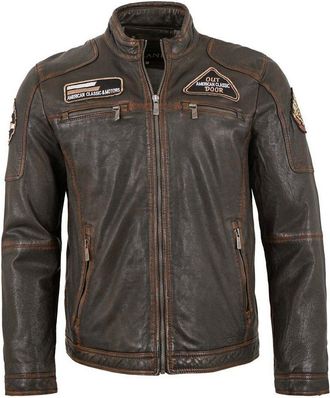 Jilani Lederjacke GMCruise Jilani - Herren Lederjacke Lammnappa dunkelbraun antik