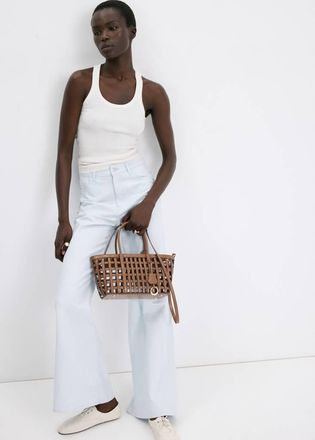 Mango Sac port&eacute; main tress&eacute; marron moyen - Femme - Taille unique - MANGO