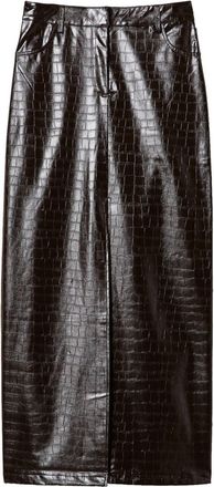 Twin-Set Maxirock mit Kroko-Pr&auml;gung - Braun