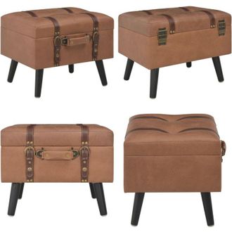 vidaXL Vidaxl - Hocker mit Stauraum 40 cm Braun Kunstleder - Sitzhocker - Wohnzimmer Dekoration - Beistelltisch - Hockersitz - Brauner Hocker - Home & Living