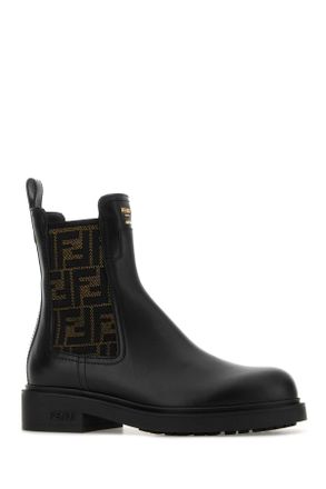 Fendi Womens Black Leather Fendi Filo Ankle Boots Nero+black Avana Stivali