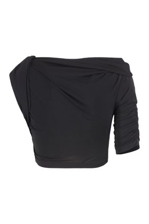 Jacquemus Womens Crop Top Draped Black Viscose