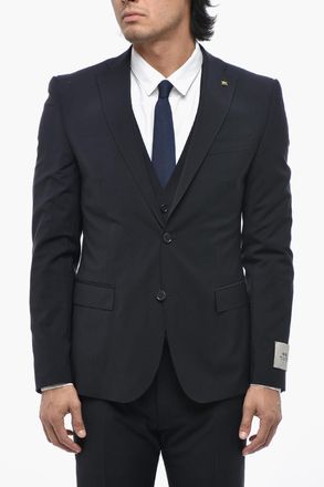 Corneliani CC COLLECTION 3-Teiliger Anzug Aus Stretch-Wolle Mit Pattentaschen Corneliani