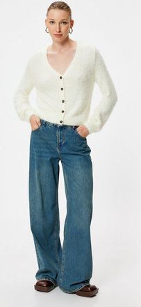 Koton Cardigan V-Kragen Mit Knöpfen