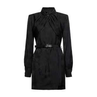 John Richmond Robe courte avec ceinture et encolure fronc&eacute;e - Femme - Robes - Noir - Taille: 42 FR