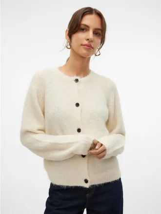 Vero Moda Strickjacke VMNOVAH LS O-NECK BUTTON CARDI GA NOOS Materialmix, regular fit