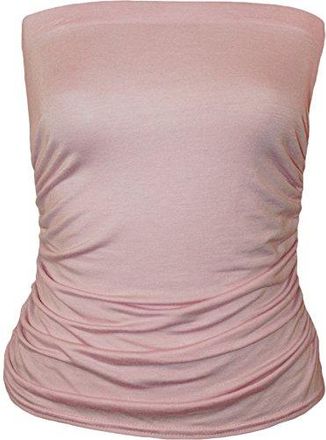 WearAll Uni Bustier Bandeau Top ruch&eacute; sans Bretelles - Hauts - Femmes - Rose - 40-42