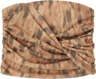 Ganni Femme, Tops, Brun, Taille: 36 FR Printed Marl Mesh Bandeau Top