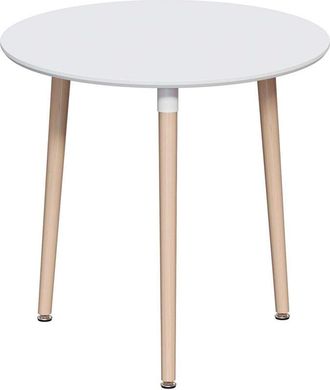 Home Discount Batley Table à Manger Ronde 3 Places MDF Bois de Hêtre Massif Meubles de Cuisine H 75 x L 80 x P 80 cm, Blanc