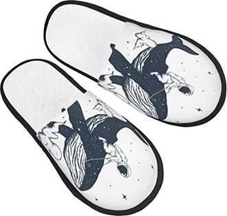 Generic Chaussons Femme Homme Astronaute Et Baleine Dans Les Nuages Chaussures Peluche Chaussures DInt&eacute;rieur Antid&eacute;rapant Chaud Chaussons Pour Voyager Int&eacute;rie