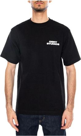 Obey Homme, Tops, Noir, Taille: S Sky Face Heavyweight T-Shirt