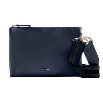 Ted Baker Darceyy Marken-umh&auml;ngetasche Aus Dunkelblauem Leder Mit Webband