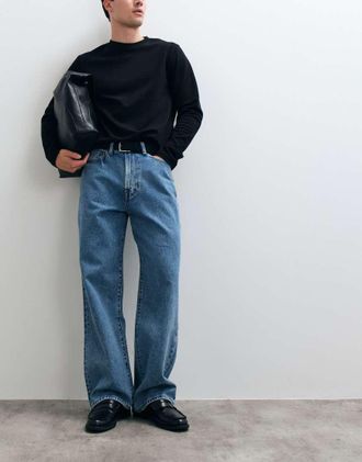 Abercrombie & Fitch jean baggy d&eacute;lav&eacute; bleu moyen