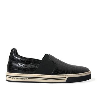Dolce & Gabbana Elegante Low-Top-Sneaker aus Krokodilleder - - Shoes - Herren - Schwarzk - 40 EU