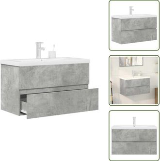 vidaXL 2-tlg. Badm&ouml;bel-Set Betongrau Holzwerkstoff - Badm&ouml;bel Set - Badm&ouml;bel Sets - Badm&ouml;belset - Badm&ouml;bel