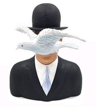 Parastone Sculpture - lhomme avec le chapeau (et le pigeon), H:16cm, replica de Magritte 04