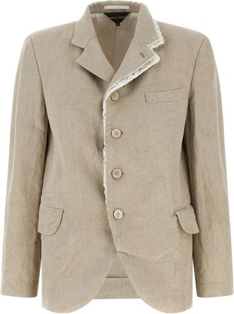 Comme Des Gar&ccedil;ons Femme, Vestes, Beige, Taille: 40 FR Chevron Linen Blazer