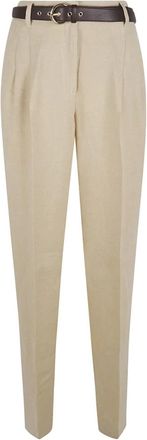 Max Mara Femme, Pantalons, Beige, Taille: 34 FR Pantalon large en twill de lin