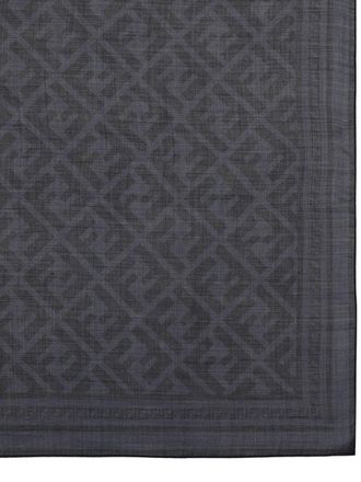 Fendi FF Motif Silk-Wool Jacquard Scarf - Blue