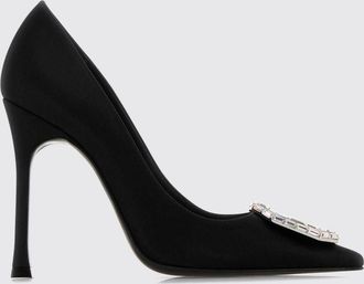 Amina Muaddi Camelia Pumps aus Satin mit Kristall-Schmuckschnalle