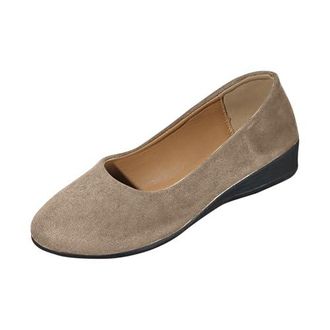 Generic Chaussures &agrave; enfiler d&eacute;contract&eacute;es &agrave; talon compens&eacute; pour femme - &Eacute;l&eacute;gantes et classiques - Couleur unie - Bout rond - L&eacute;g&egrave;res et confortables - Pour l