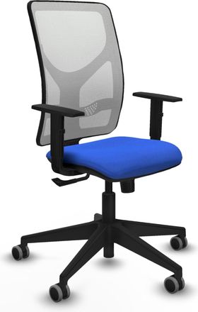 Piqueras y Crespo Schreibtischstuhl, wei&szlig; und blau, mit 1D-Armlehnen, h&ouml;henverstellbare Lendenwirbelst&uuml;tze, ausgestattet mit 3 Positionen und Schneideschaum, Wei&szlig;/Blau