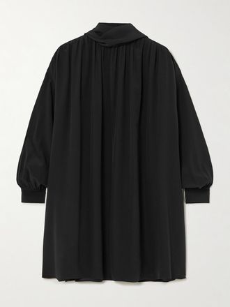 Chlo&eacute; Mini-robe En Cr&ecirc;pe De Chine De Soie Biologique &Agrave; Col Nou&eacute; - Noir