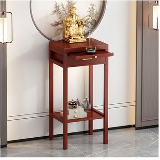 Generic Small Altar Table with Drawer and Shelf, Open Design Altar Cabinet, Retro Temple Table for Buddha Statues, for Placement Candles,Incense Burners,offer