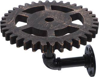 BESPORTBLE Rustikales Wandregal aus Eisenrohr mit Zahnrad Design Vintage Schweberegal im Amerikanischen Landhausstil Industrielles H&auml;ngeregal f&uuml;r Wohnzimmer K&uuml;ch