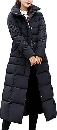 Onsoyours Manteau Femmes Hiver Doudoune Chaud Parka Longue Blouson Chic élégant avec Capuche épais Trenche Grande Taille Duvet en Coton B Noir M