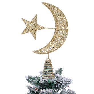 Cabilock Weihnachtsbaumspitze Mond Stern Baumspitzendekoration Glitzernd Goldfarbig Leicht f&uuml;r Weihnachtsbaum Weihnachtsdeko Geschenk
