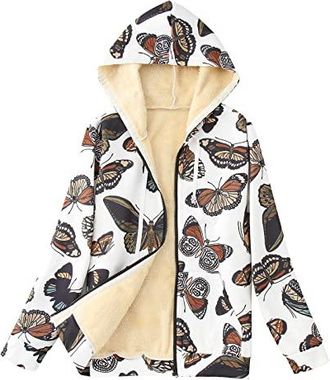 Generic Vestes pour femmes 2026 Sweat &agrave; capuche en polaire doubl&eacute;e Manteau chaud dhiver avec fermeture &eacute;clair, blanc, 5XL