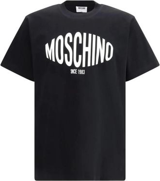 Moschino Homme, Tops, Noir, Taille: S Cotton Crew Neck T-Shirt