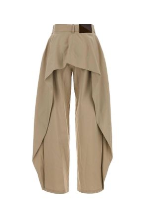 Loewe Cotton Blend Wide-Leg Trousers - Beige