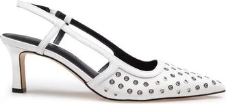 Michael Kors Hohe Schuhe - Alora Slingback In White Leather - Gr. 7 - in Weiß - für Damen