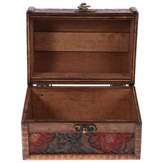 FOMIYES Schmuckk&auml;stchen Holz Vintage mit Geschnitztem Blumenmuster und Griff Kleine Schatztruhe mit Deckel Schmuckaufbewahrungsbox f&uuml;r Zuhause und Dekoration