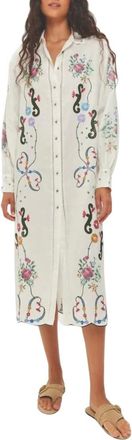 Me369 Femme, Robes, Multicolore, Taille: 44 FR Robe Chemise Brodee