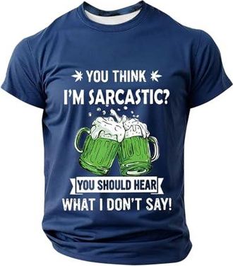 Generic T-shirt pour homme &agrave; manches courtes et col rond avec inscription &laquo; Kiss Me I M &raquo; et inscription &laquo; St Patrick &raquo;, Z02-Bleu fonc&eacute;, 5XL