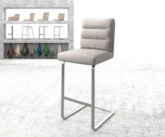 DELIFE Barstuhl Pela-Flex Stripes Hellgrau Freischwinger flach Edelstahl, Barst&uuml;hle