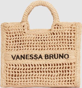 Vanessa Bruno Petit Panier Raphia Sable Noir